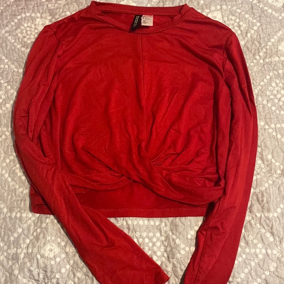 Divided | Tops | Hm Red Cropped Long Sleeve | Poshmark